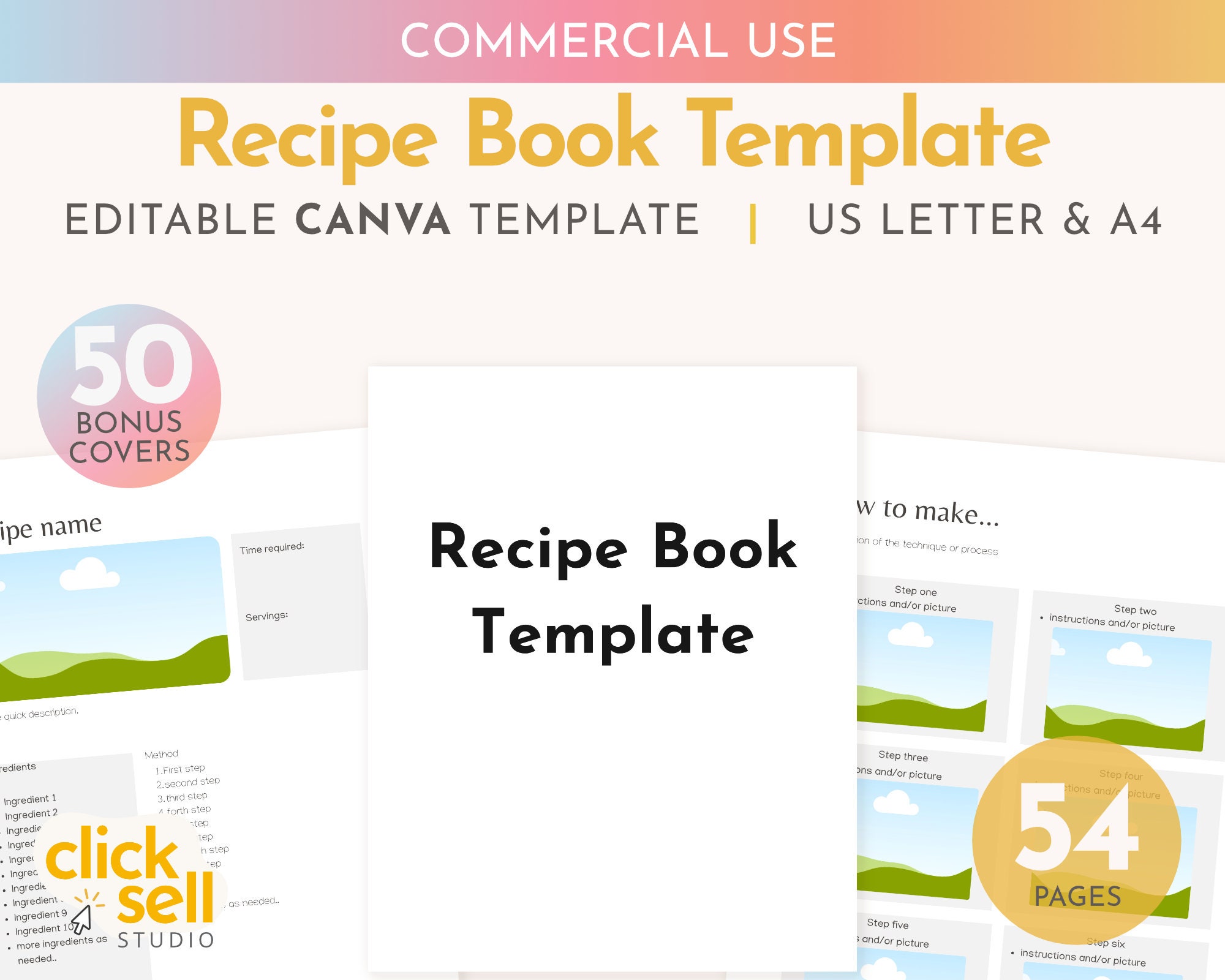 Recipe Book Editable Canva Template Commercial / Personal Use A4/US ...