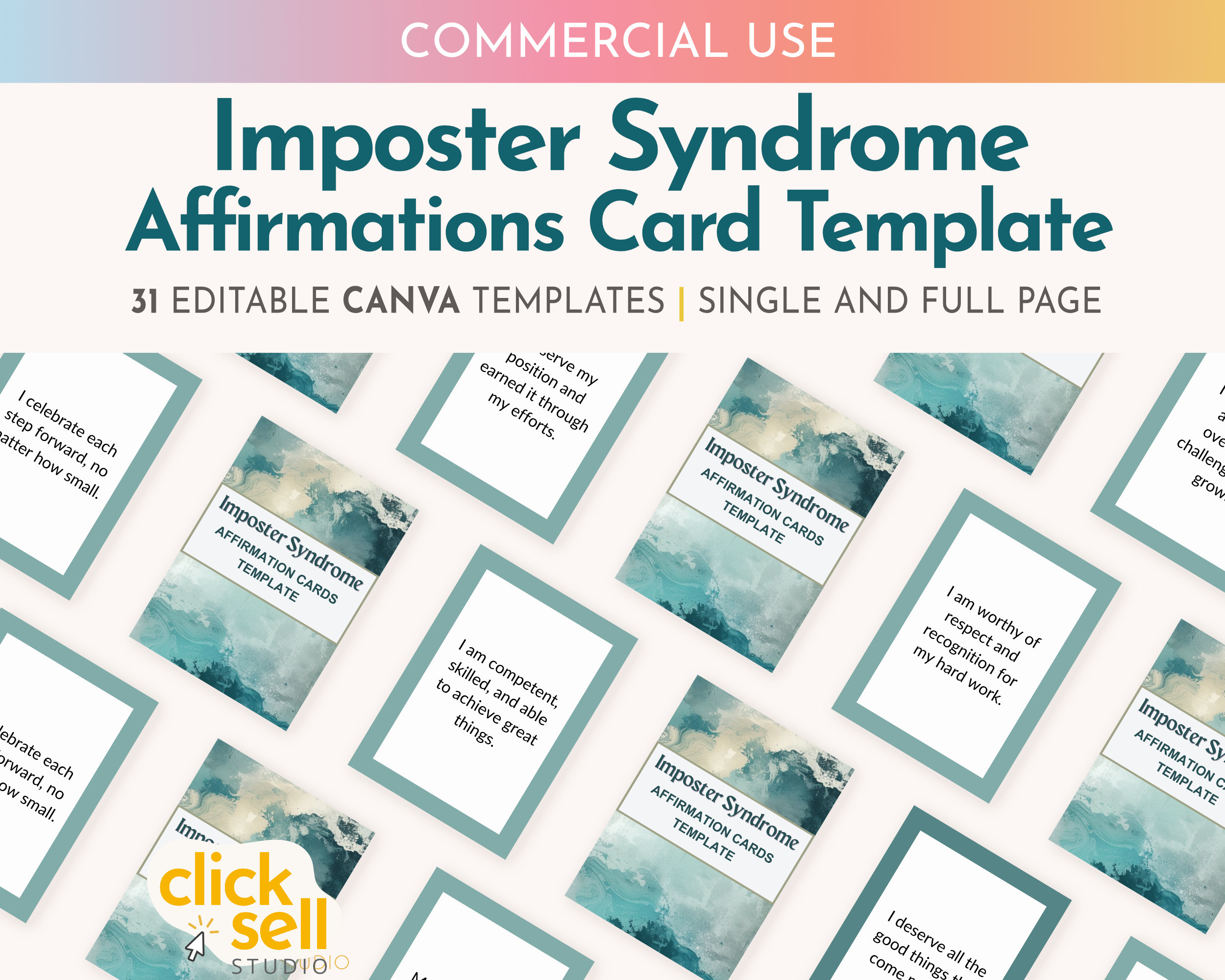 Imposter Syndrome Affirmation Cards Template Canva Instant Pdfdownload ...