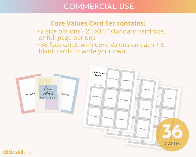 Core Values Card Game & Deck Canva Template for Business Coaching and ...