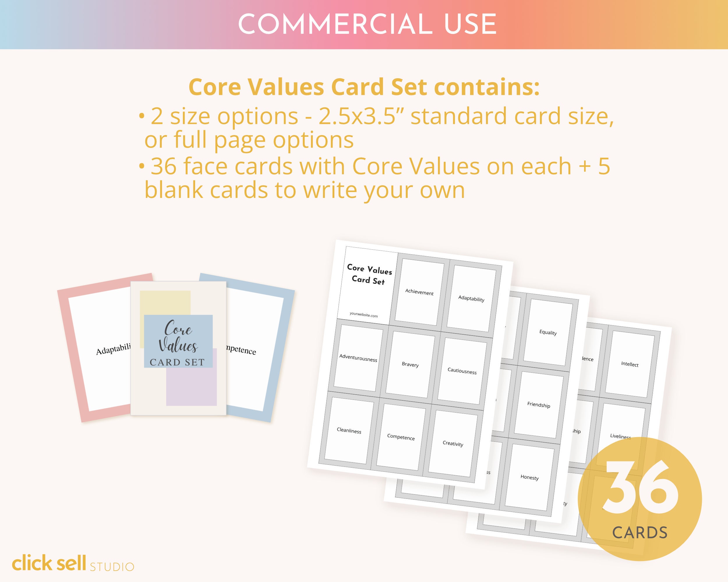 Core Values Card Game & Deck Canva Template for Business Coaching and ...