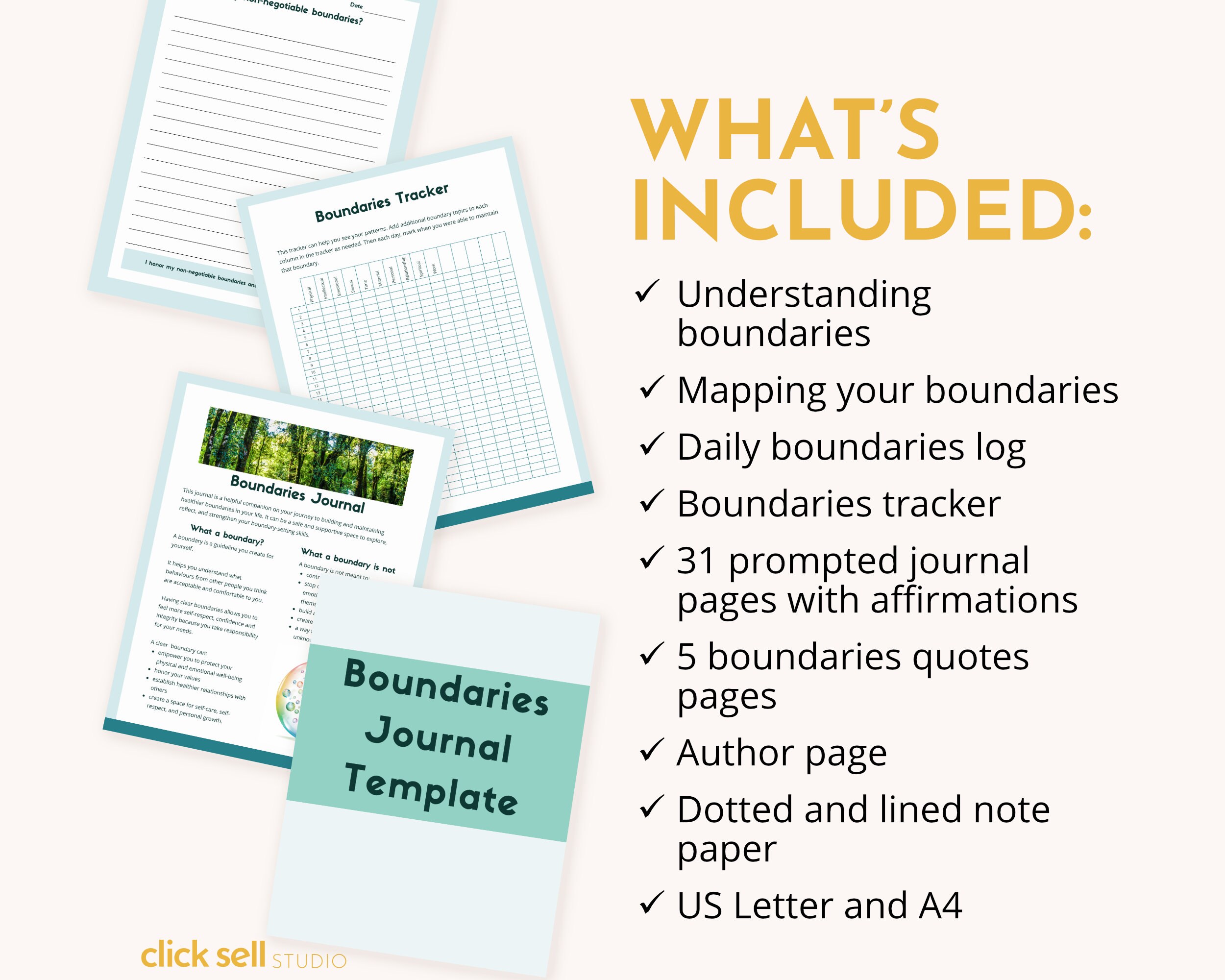 Boundaries Journal Editable Canva Template Commercial Use Instant ...