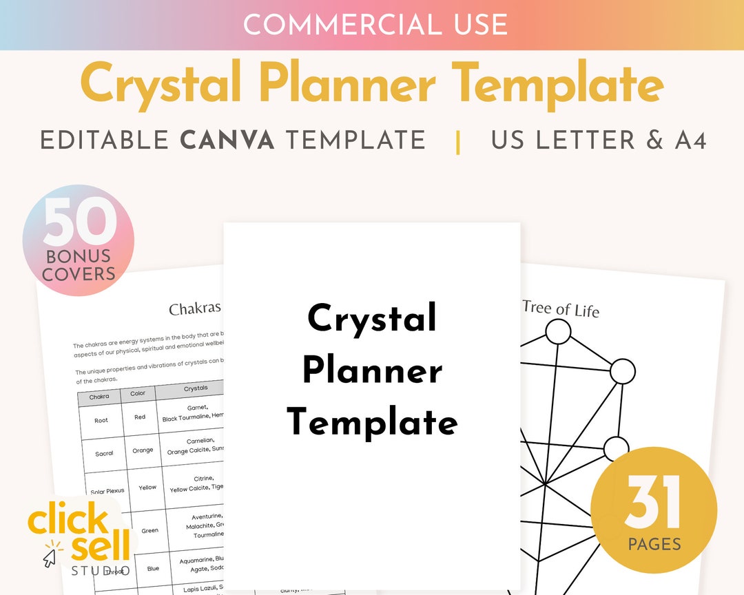 Crystal Planner Canva Template: Commercial Use, Crystal Grids (digital ...