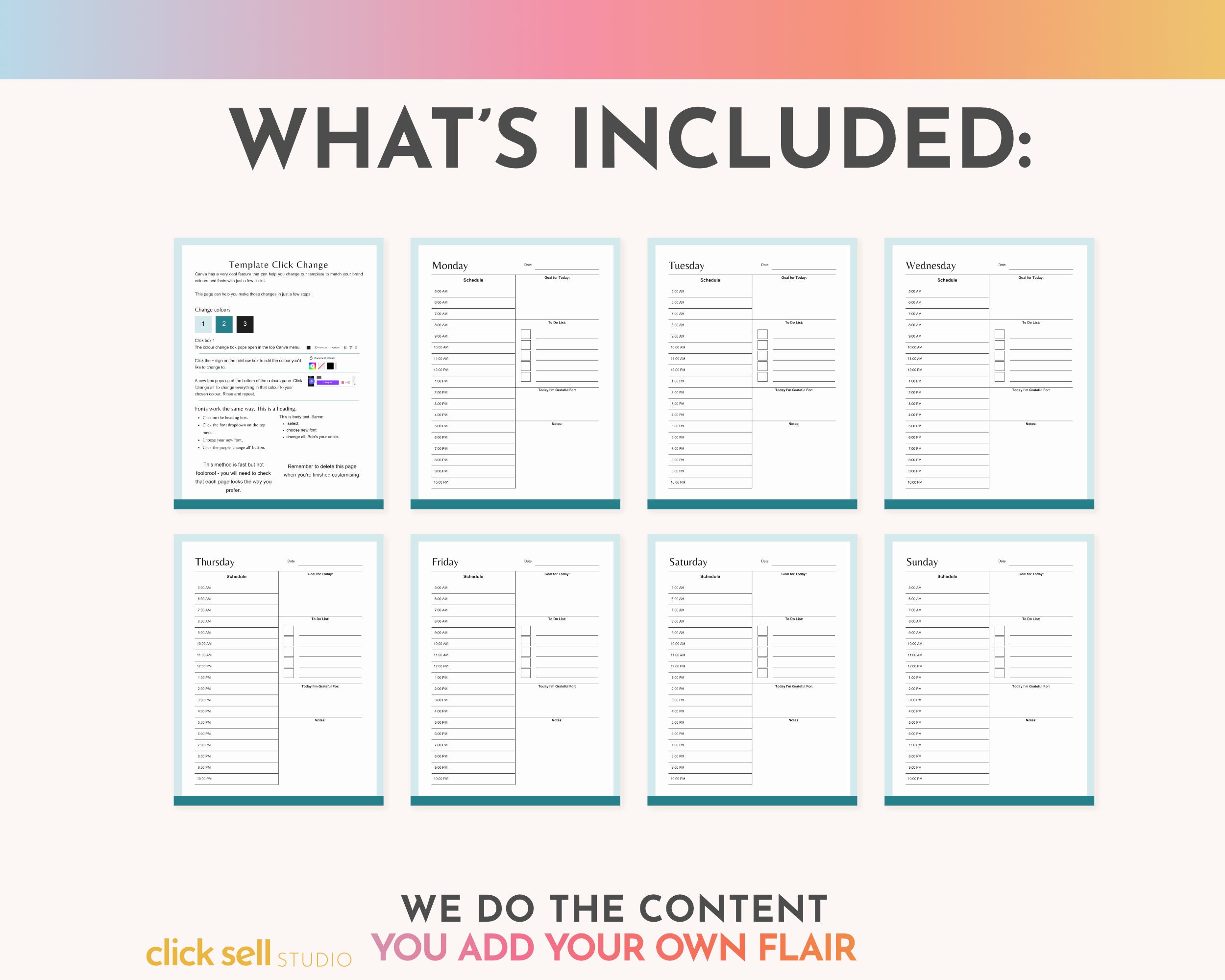 Daily Planner Editable Canva Template Commercial Use PLR Fully ...