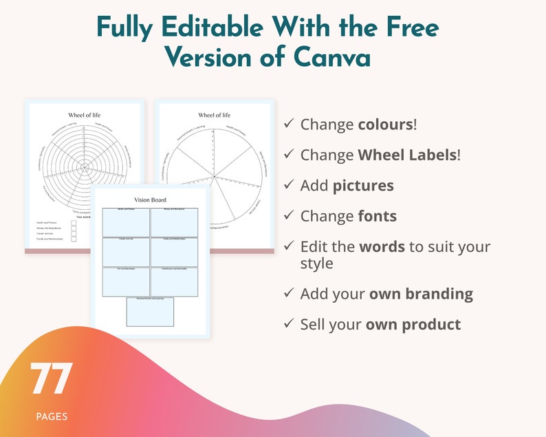 Wheel of Life Canva Template Kit: Coaching Worksheets (commercial Use ...