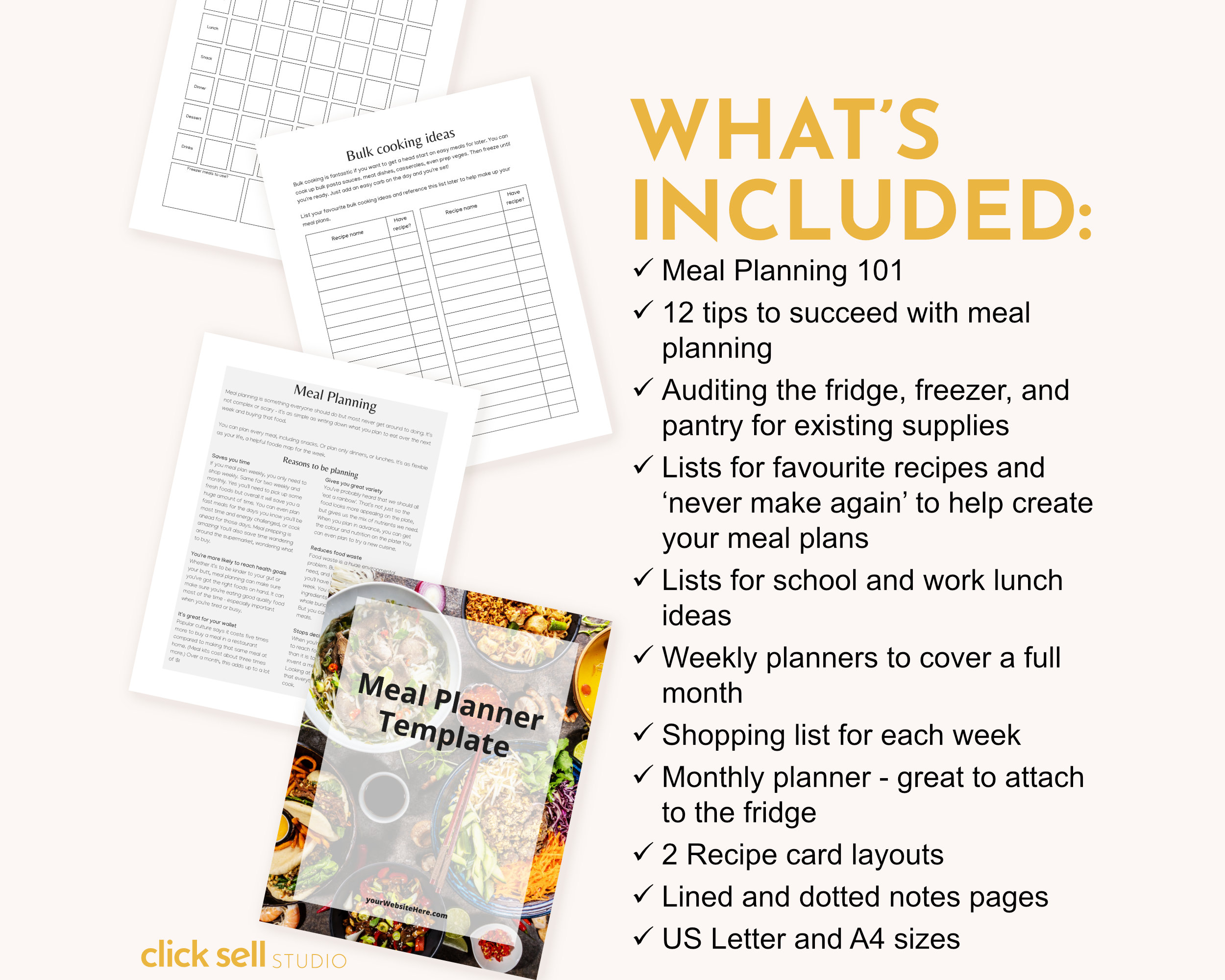 Meal Planner Editable Canva Template Commercial Use A4 / US Letter ...
