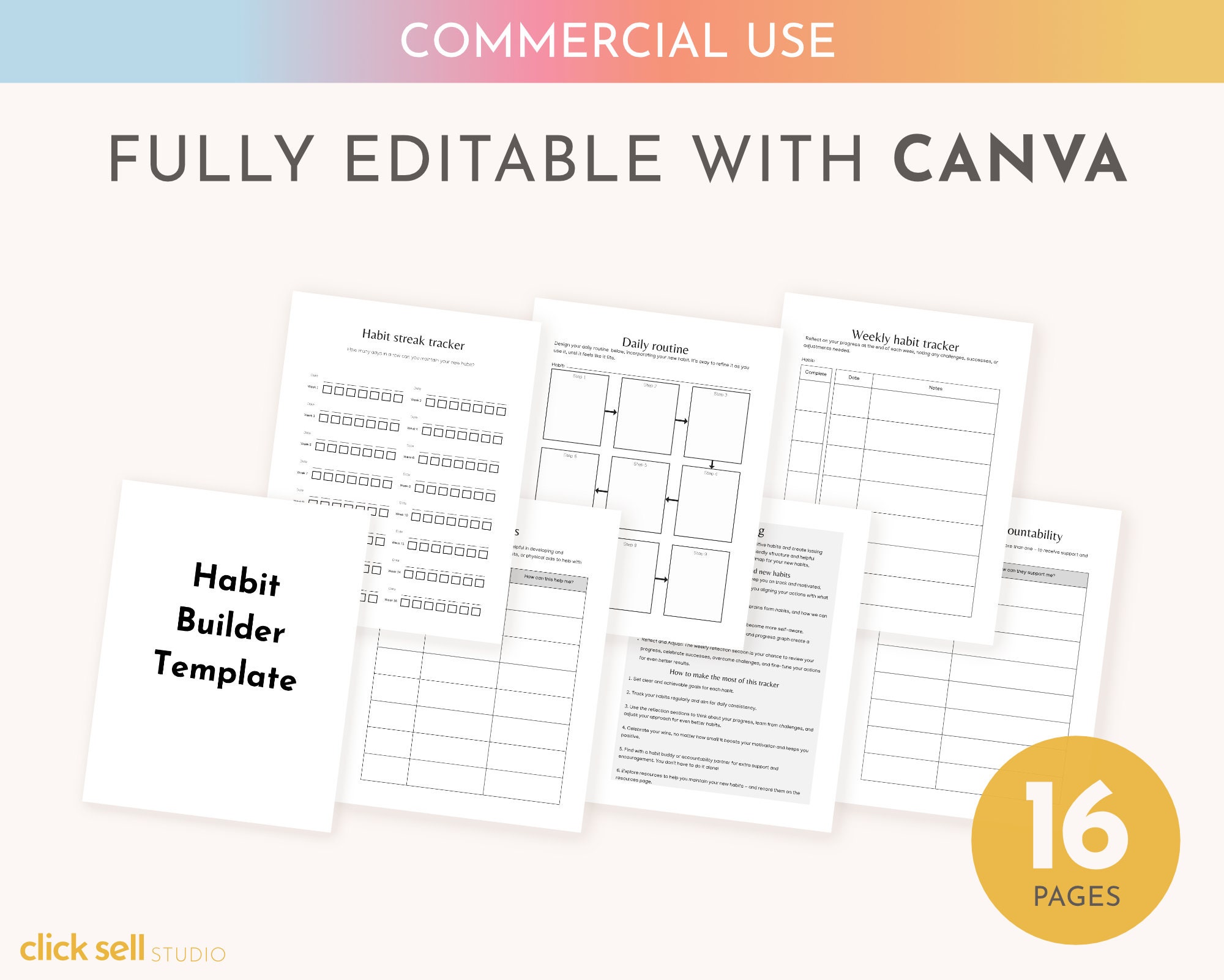 Habit Building Editable Canva Template Commercial Use - Etsy