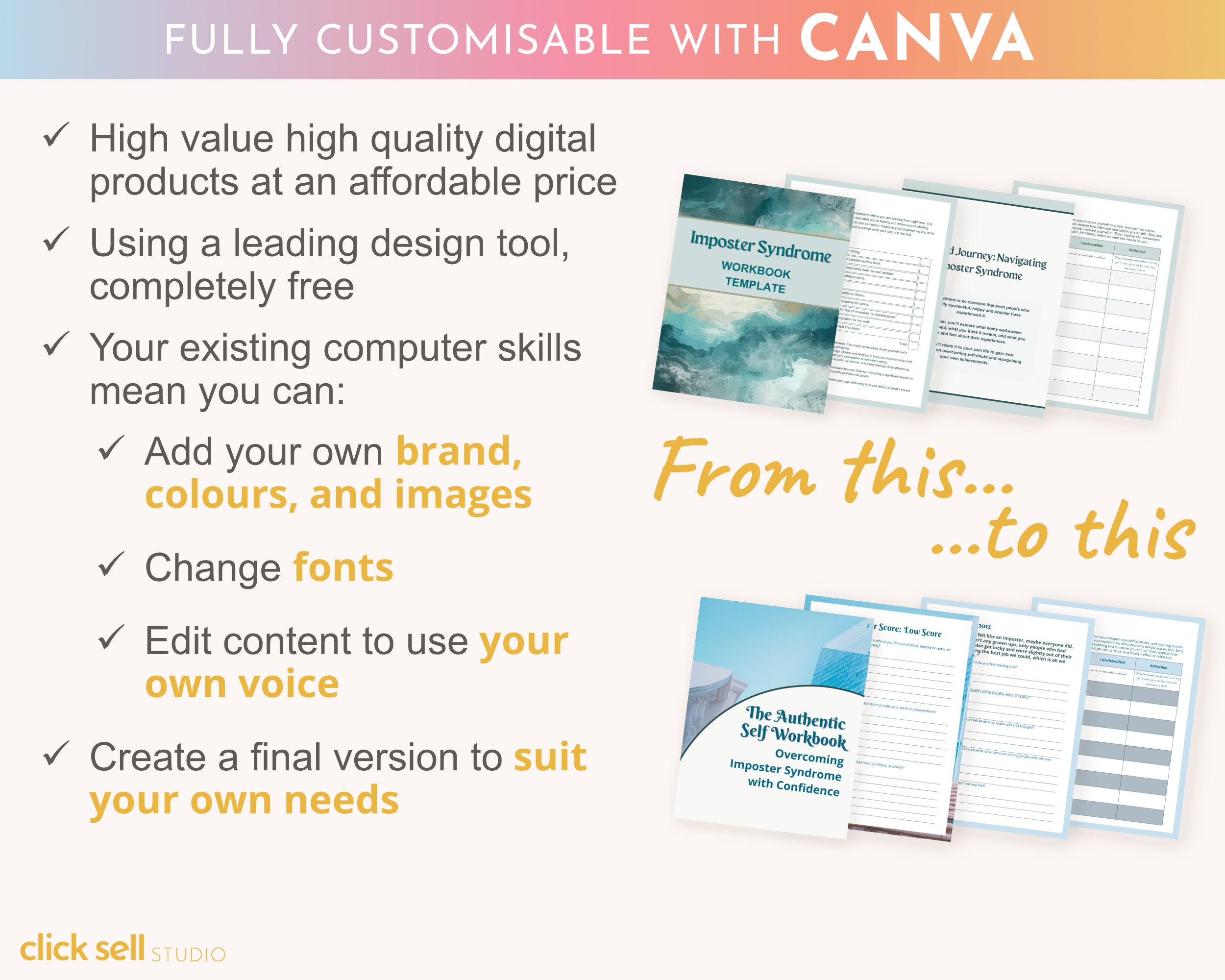 Imposter Syndrome Workbook Template Canva Instant Pdfdownload Easy to ...