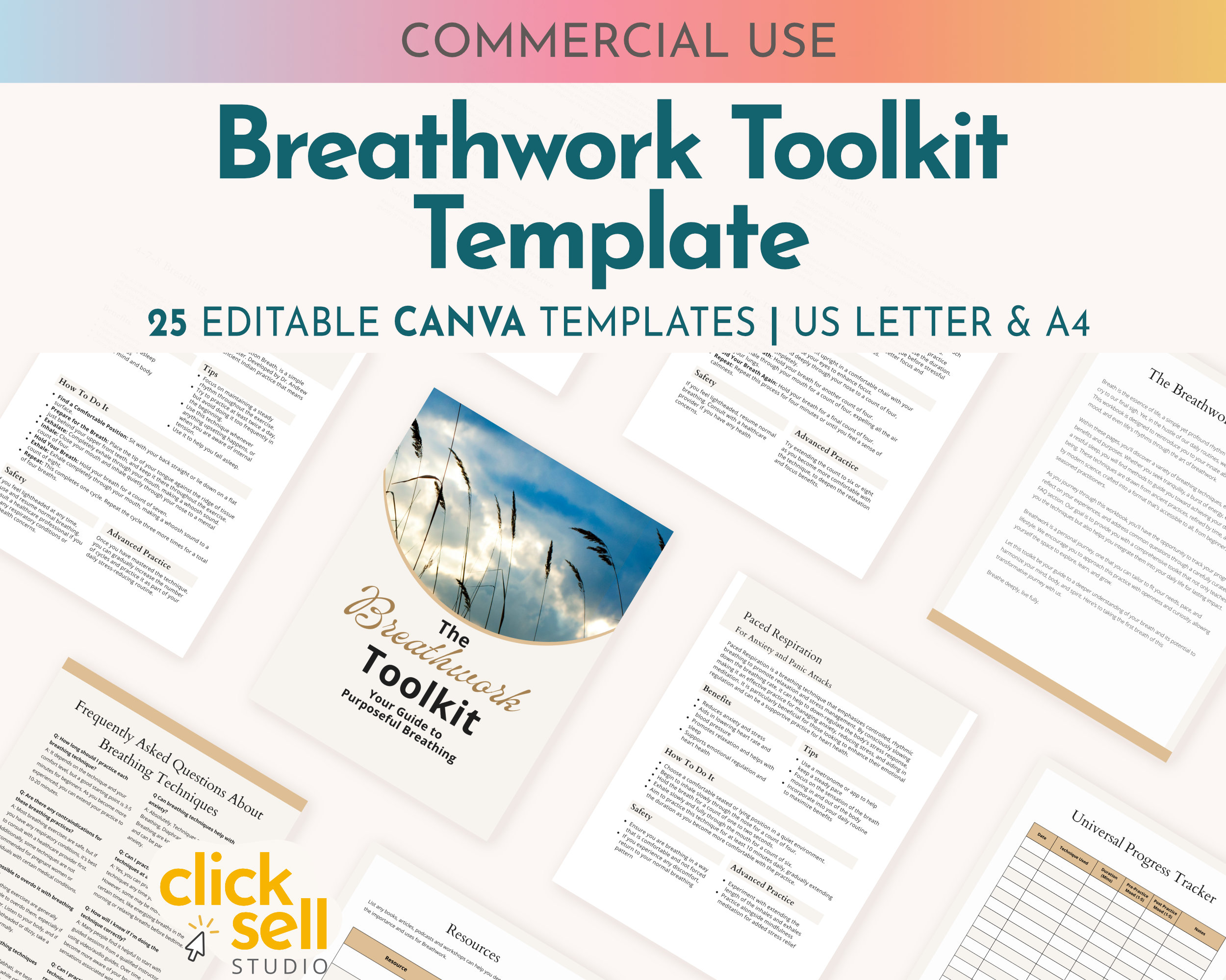 Breathwork Toolkit Canva Template: Editable Breathing Techniques ...