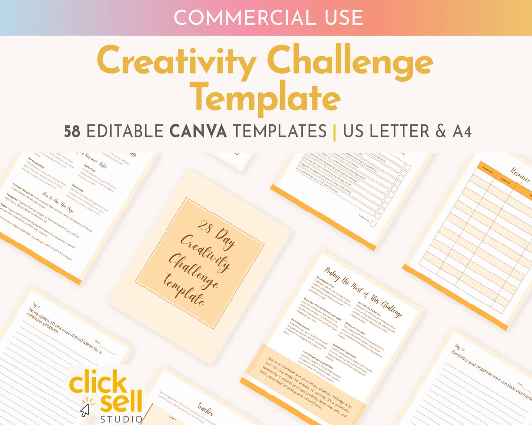 28-day Creativity Challenge Canva Template: Commercial Use (digital ...