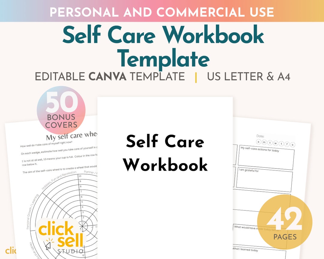 Self Care Workbook Editable Canva Template COMMERCIAL USE A4/US Letter ...