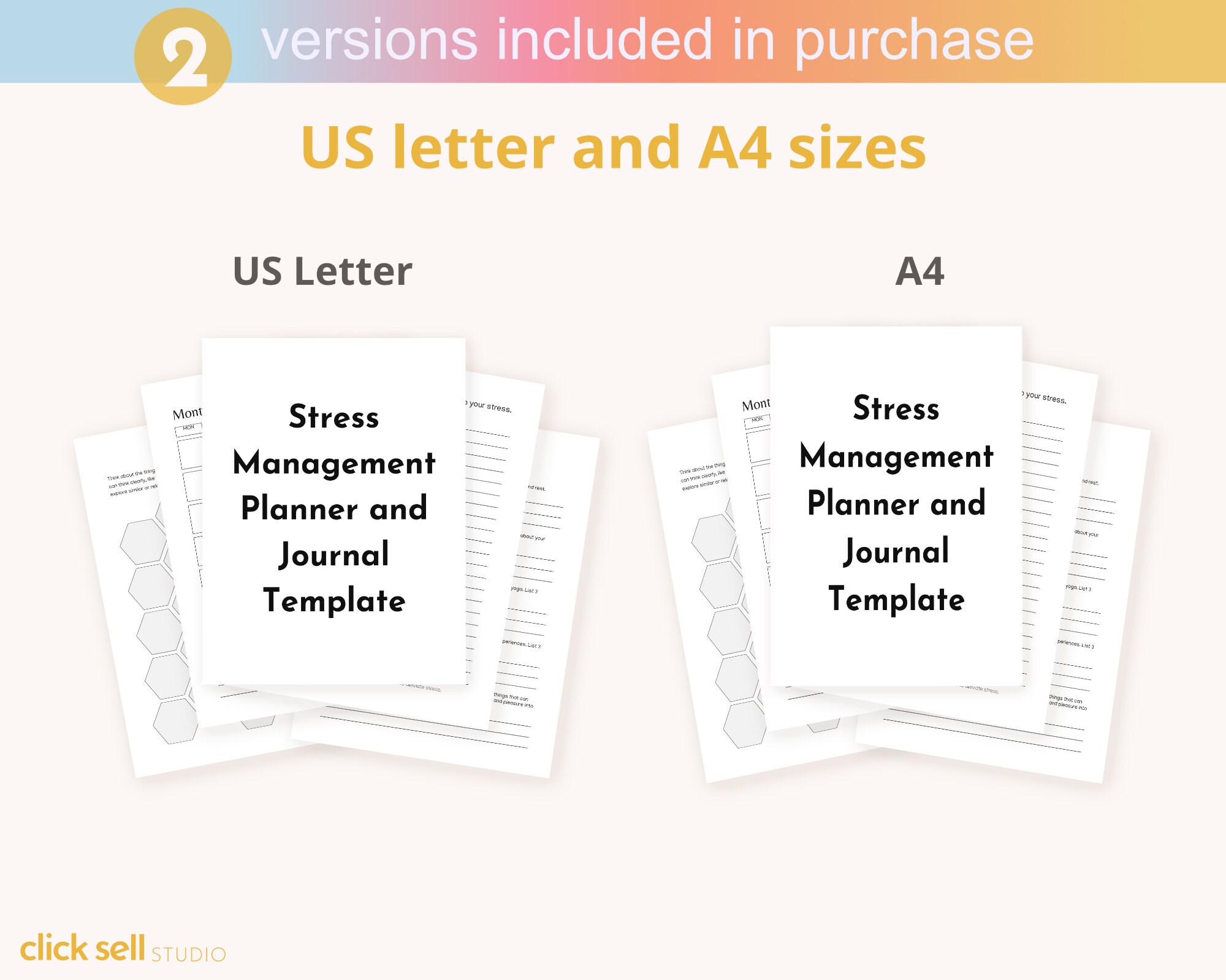 Stress Management Planner and Journal Editable Canva Template - Etsy