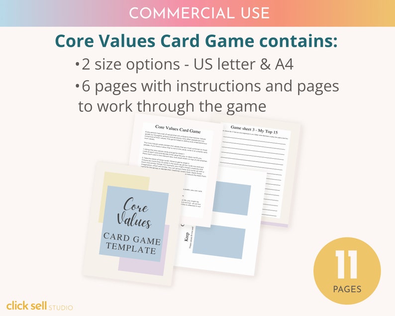 Core Values Card Game & Deck Canva Template for Business Coaching and ...