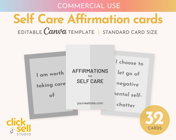 Self Care Affirmations 32 Card Deck Editable Canva Template - Etsy