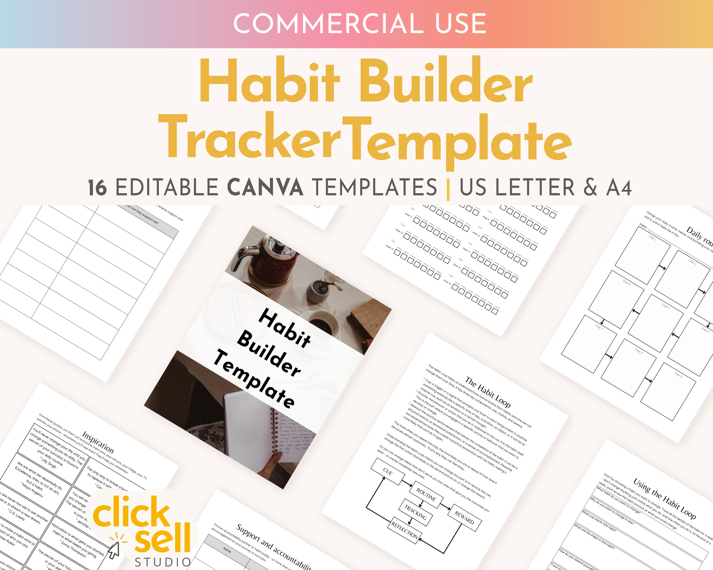 Habit Building Editable Canva Template Commercial Use Instant Digital ...