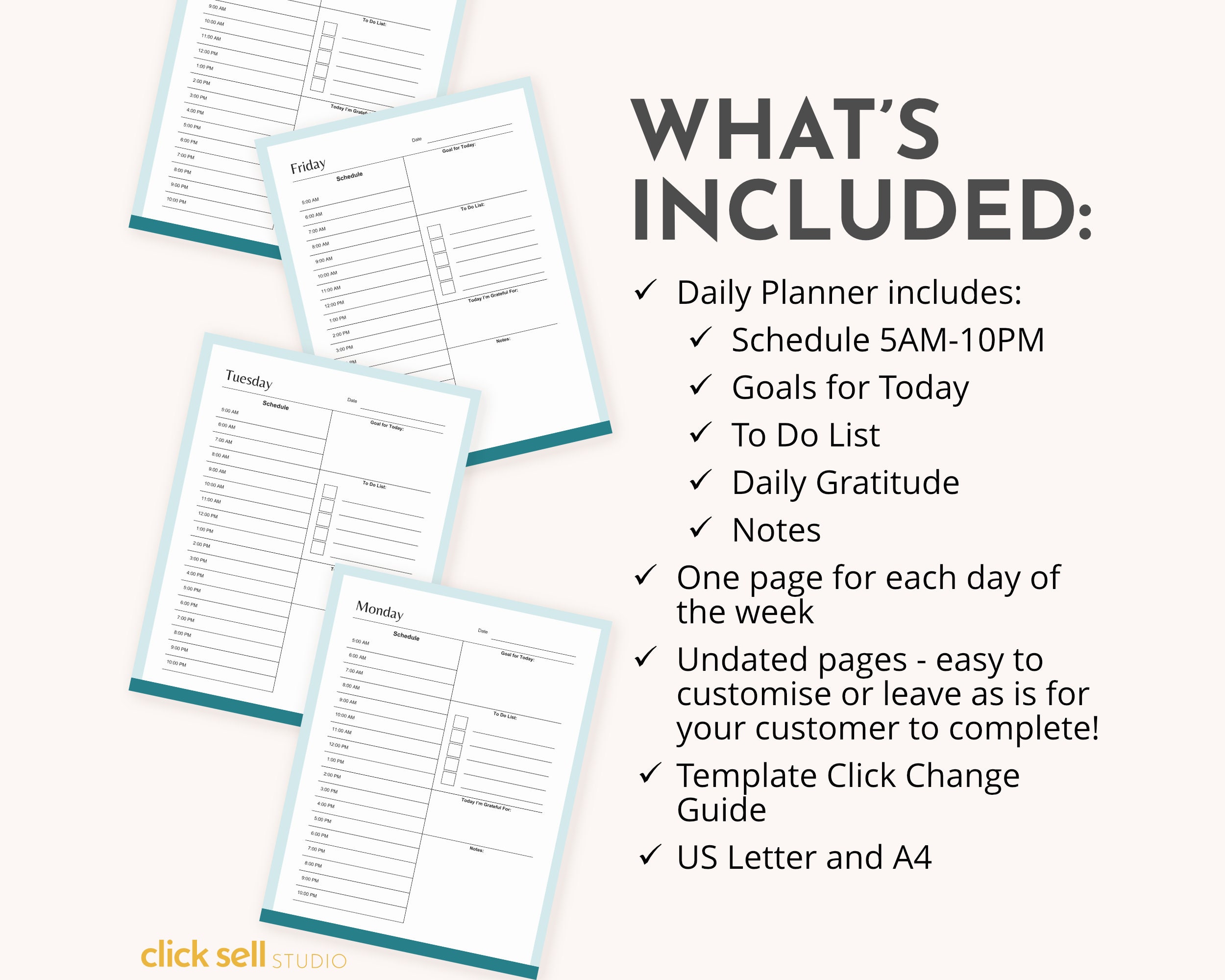 Daily Planner Editable Canva Template Commercial Use PLR Fully ...