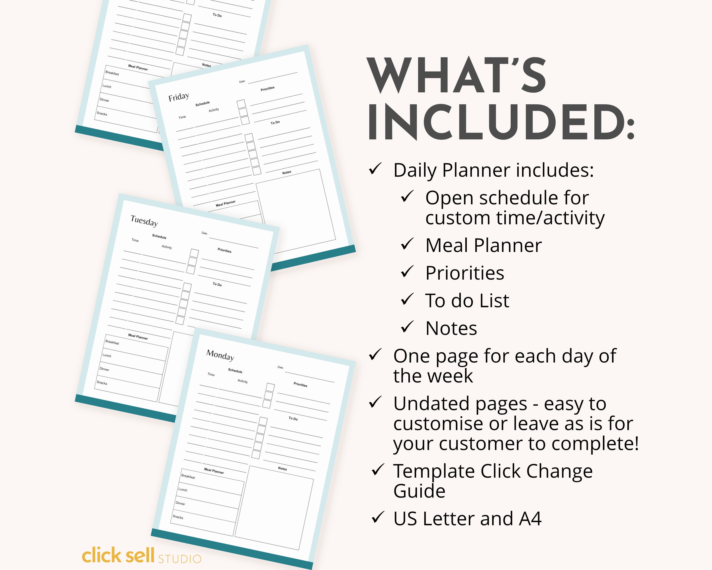 Daily Planner Editable Canva Template Commercial Use PLR Fully ...