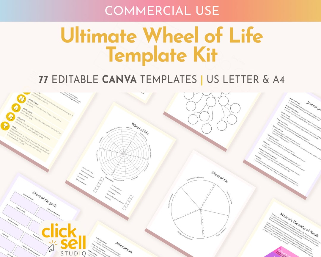 Wheel of Life Editable Canva Template Kit Commercial Use - Etsy España