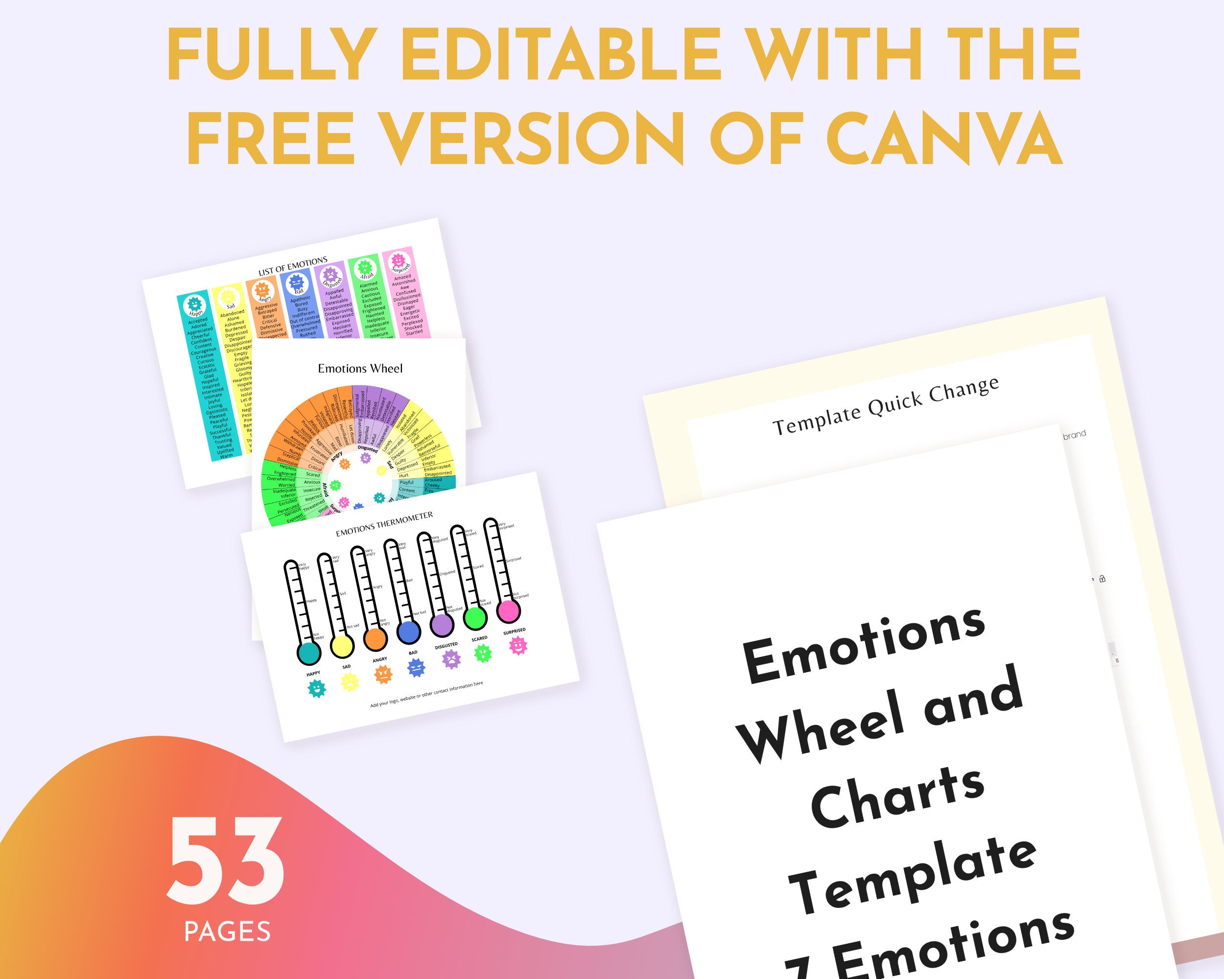Feelings Wheel Canva Template: Commercial Use for Coaches (PLR) - Etsy