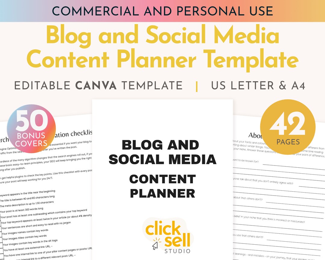 Blog and Social Media Content Planner Editable Canva Template ...