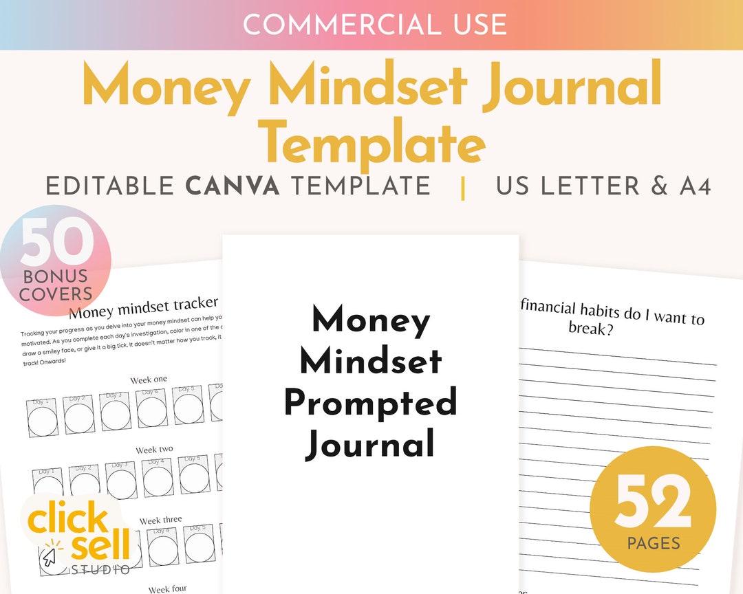 Money Mindset Journal Canva Template: 4-week Prompts, Commercial Use ...