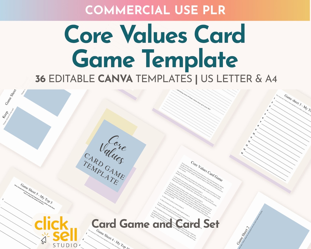 Core Values Card Game & Deck Canva Template for Business Coaching and ...