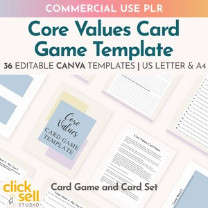 Core Values Card Game & Deck Canva Template for Business Coaching and ...