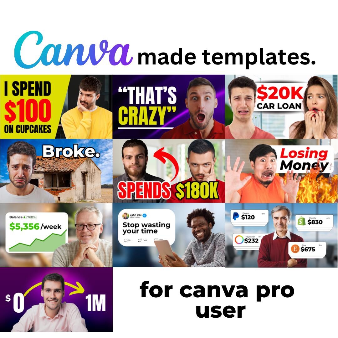 Youtube Thumbnail Canva Made Templates 40 - Etsy