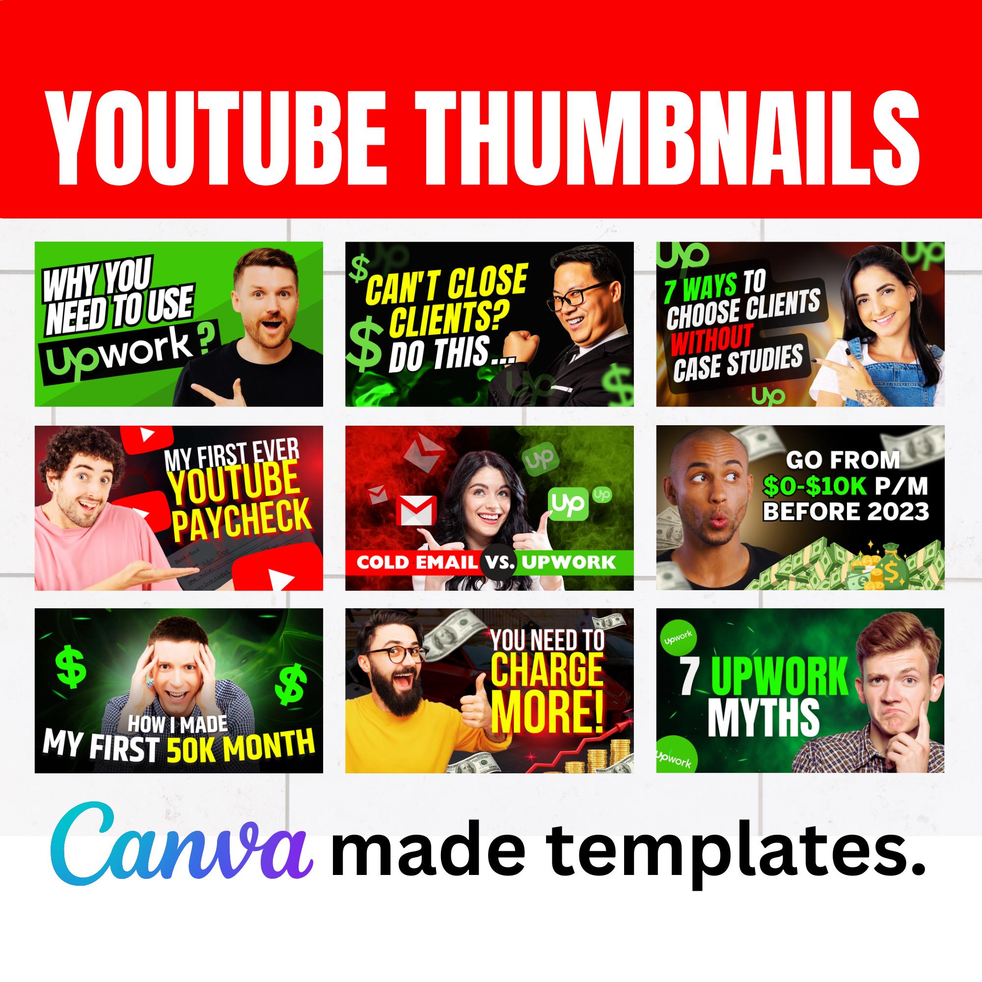 Editable Canva Template for Upwork Youtube Thumbnails | Youtube ...