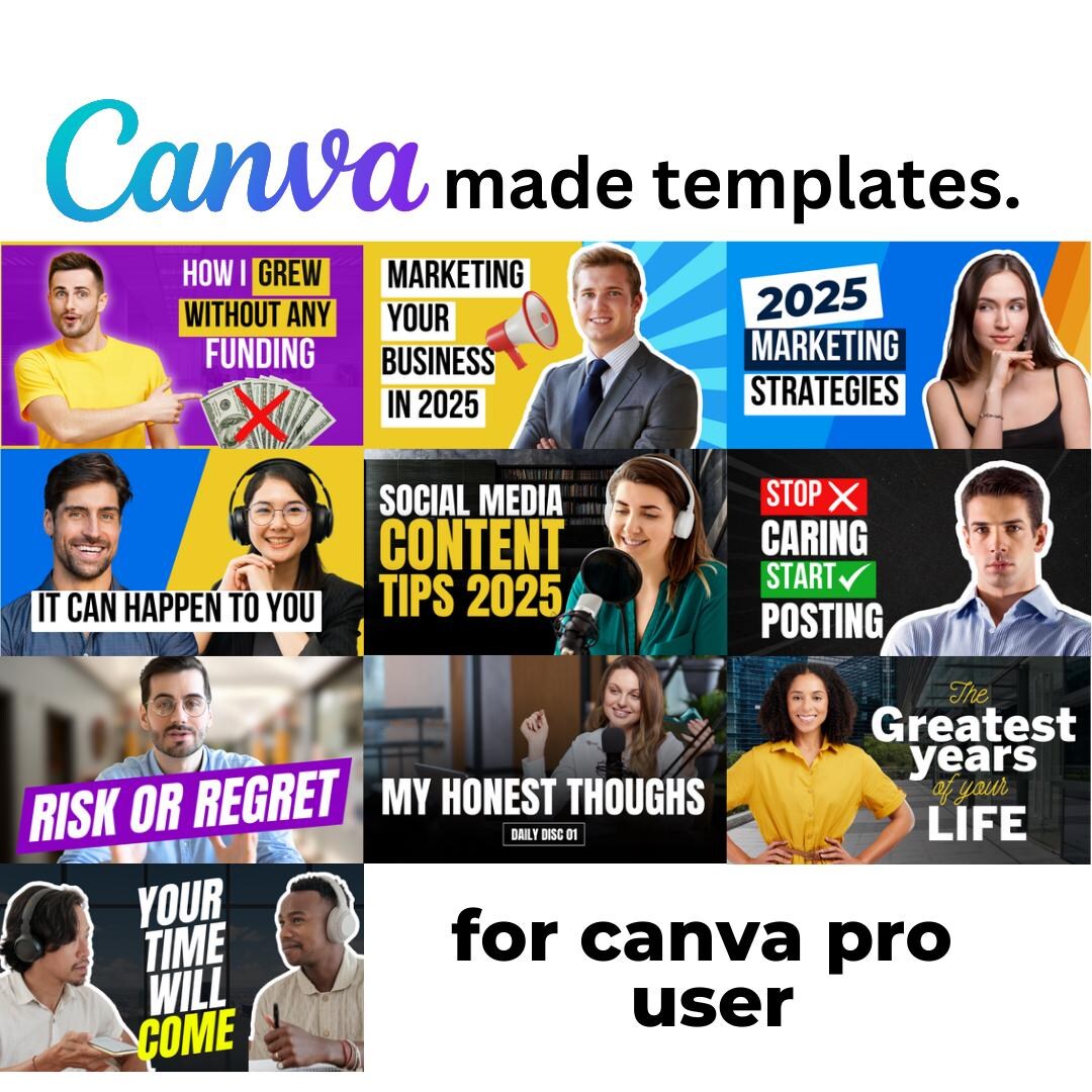 10 Options Youtube Thumbnail Canva Customizable Templates - Marketing ...