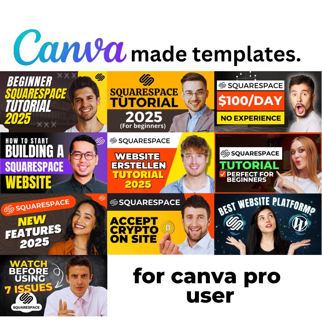 10 Options Youtube Thumbnail Canva Customizable Templates - Squarespace ...