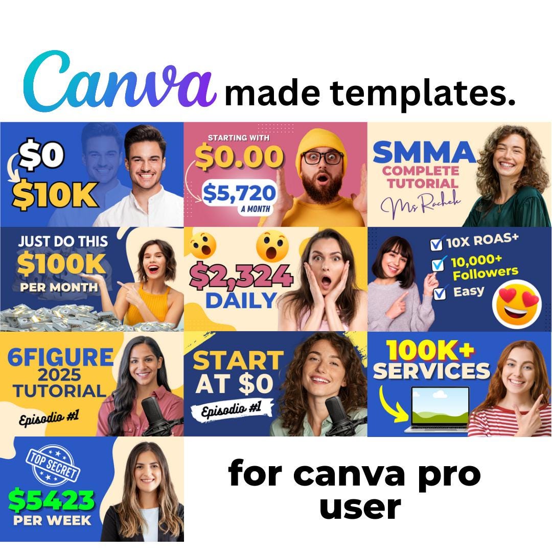 Youtube Thumbnails Canva Templates - Etsy