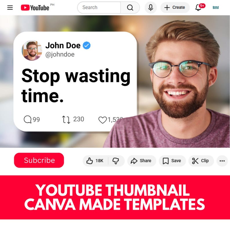 10 Editable Youtube Thumbnails Canva Templates | Youtube Thumbnail Pack ...