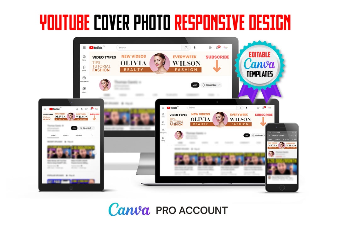 Youtube Cover Photo Template Responsive Design - Etsy