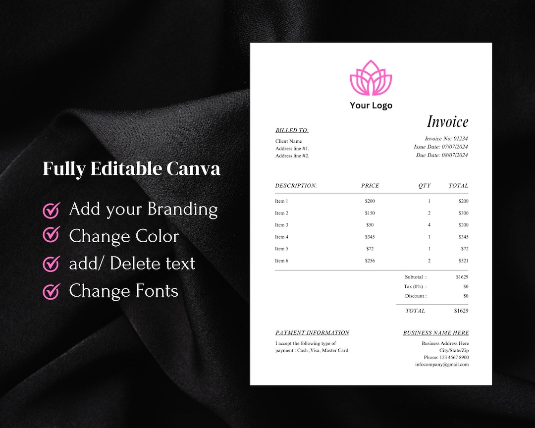 Editable Invoice Canva Template for Any Businesses - Etsy