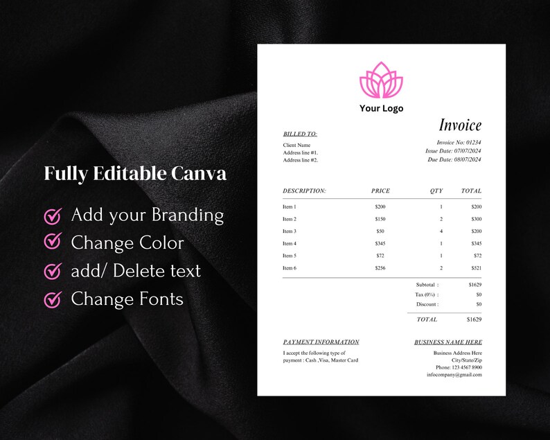 Editable Invoice Canva Template for Any Businesses - Etsy