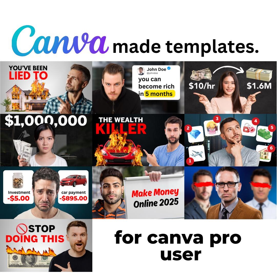 Youtube Thumbnail Canva Made Templates for Personal Finance - Etsy