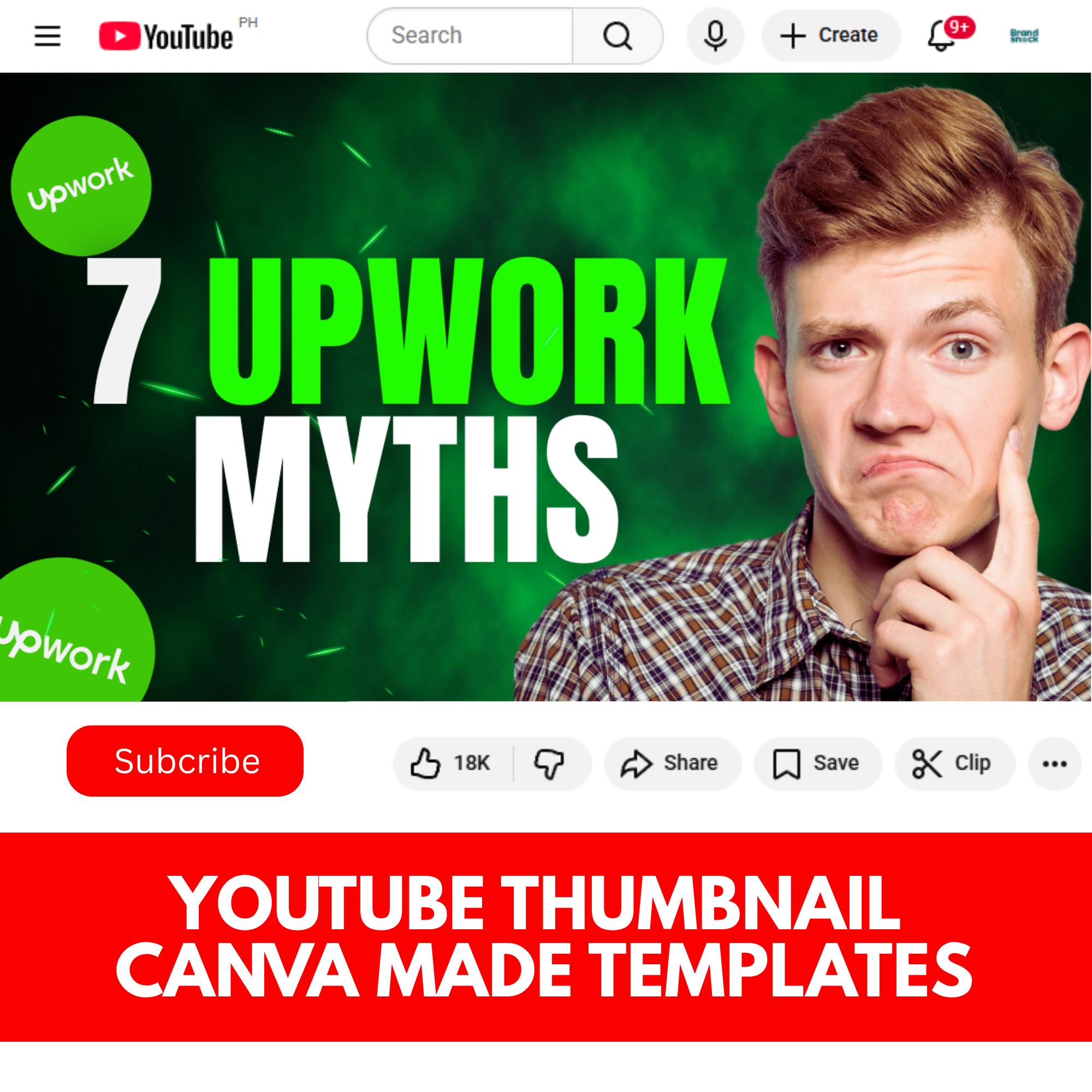 Editable Canva Template for Upwork Youtube Thumbnails | Youtube ...