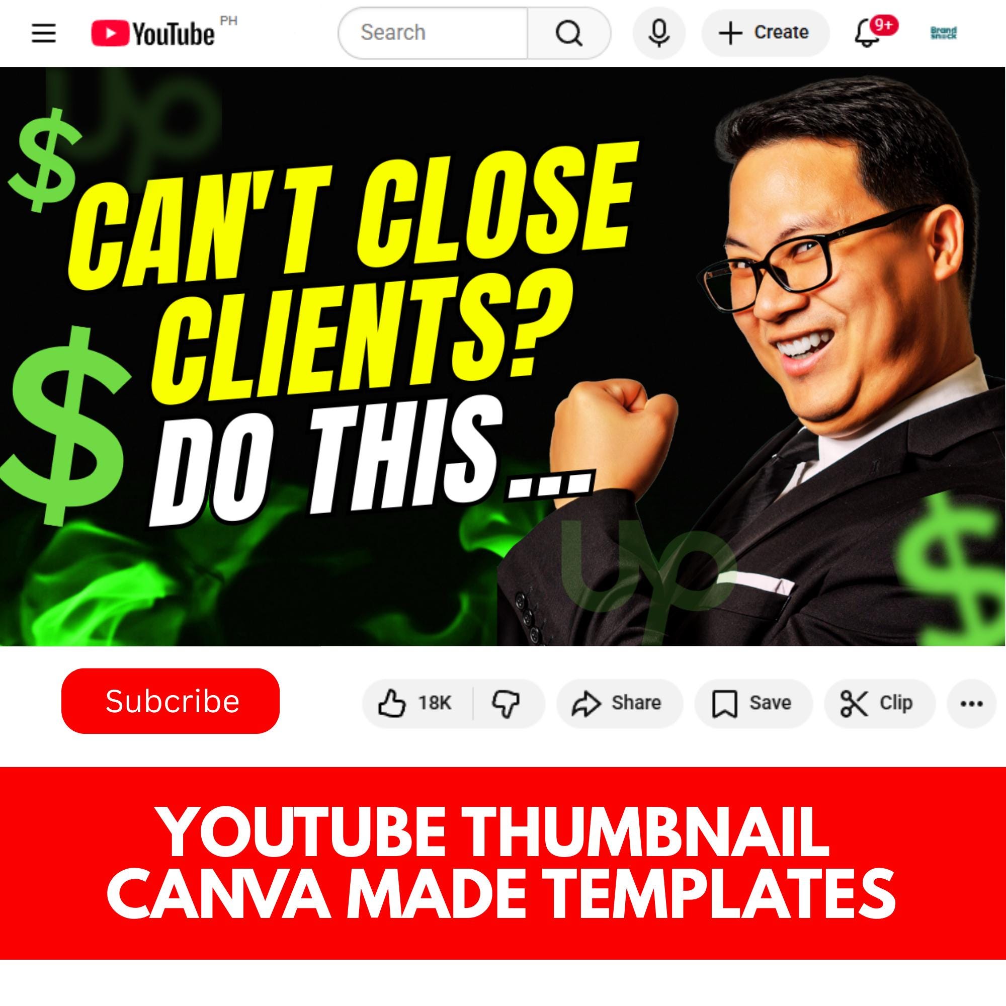 Editable Canva Template for Upwork Youtube Thumbnails | Youtube ...