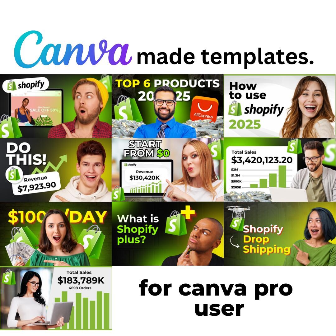 Canva Customizable Template for Shopify Youtube Thumbnail #15 - Etsy