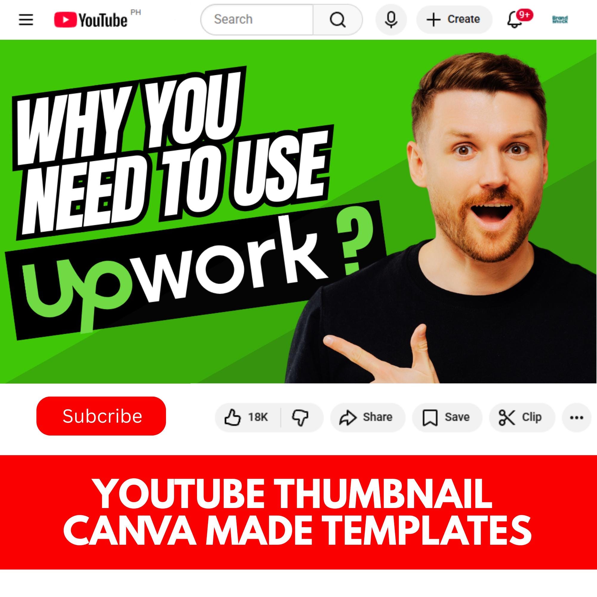 Editable Canva Template for Upwork Youtube Thumbnails | Youtube ...
