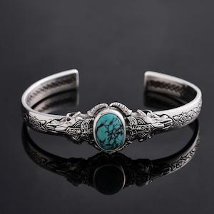 Mens Turquoise Sterling Silver Cuff Bracelet - Southwest Biker Style - Etsy