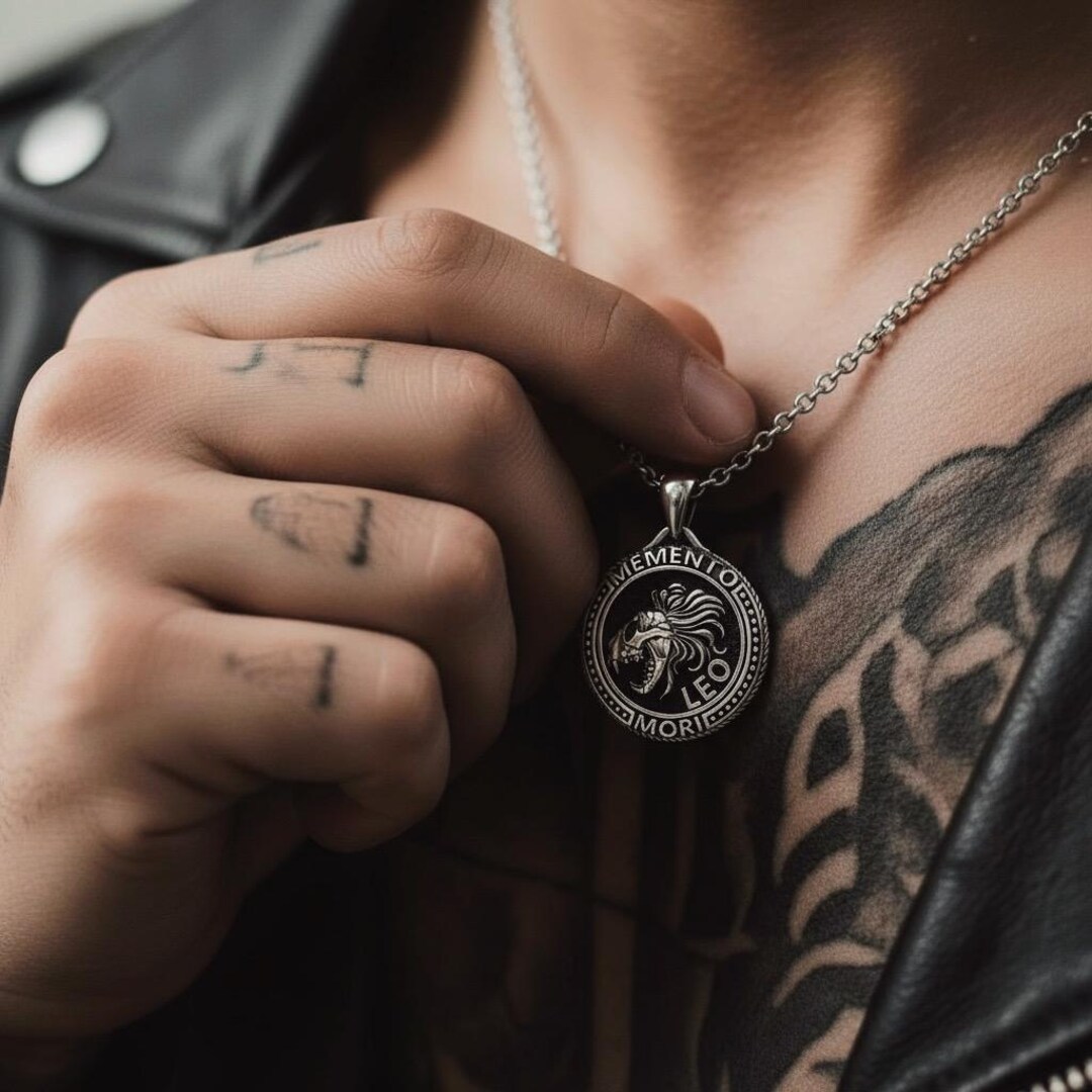 Gothic Leo Zodiac Pendant Necklace – Sterling Silver Memento Mori Lion ...