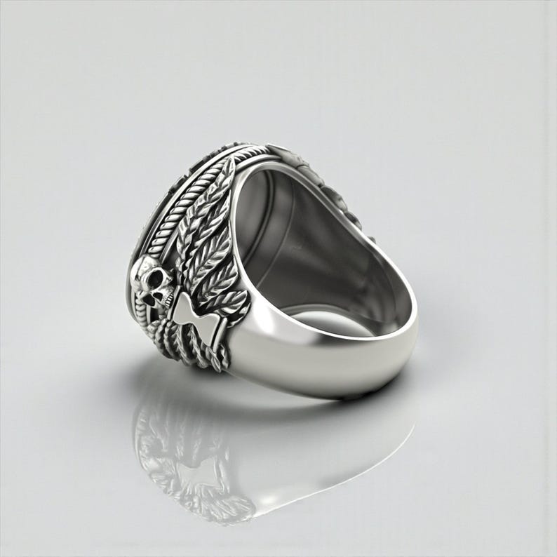 Gothic Taurus Bull Skull Ring for Men - Biker Sterling Silver Memento ...