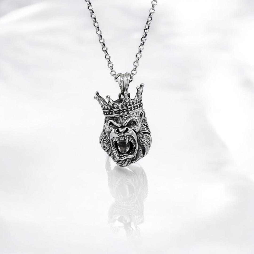 Sterling Silver King Gorilla Necklace: African Wildlife Jewelry - Etsy