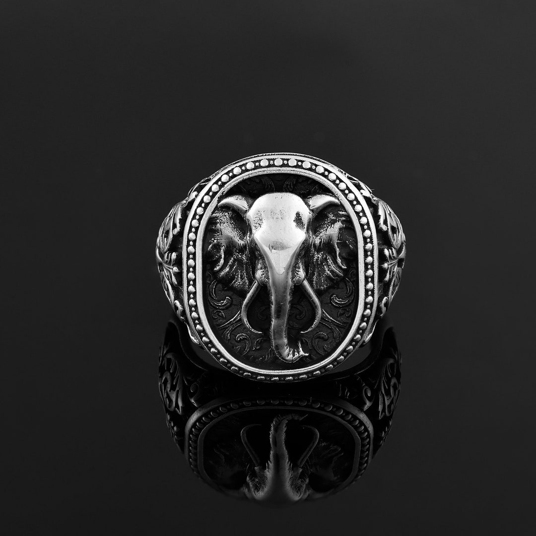 Silver Elephant Ring , Unique Animal Lover Gift , Chunky African ...