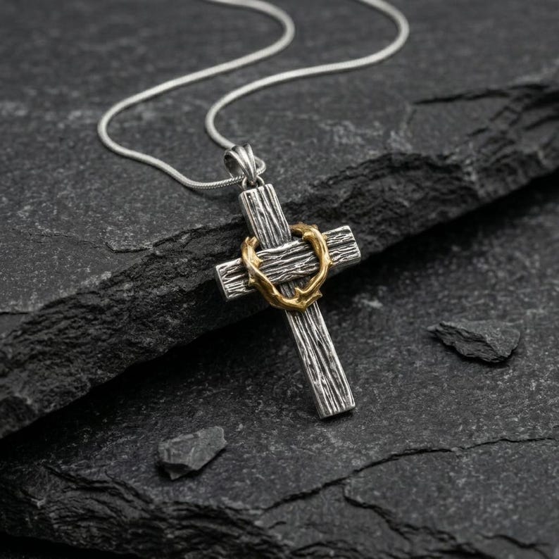 Sterling Silver Gothic Thorn Cross Pendant Necklace – Religious ...
