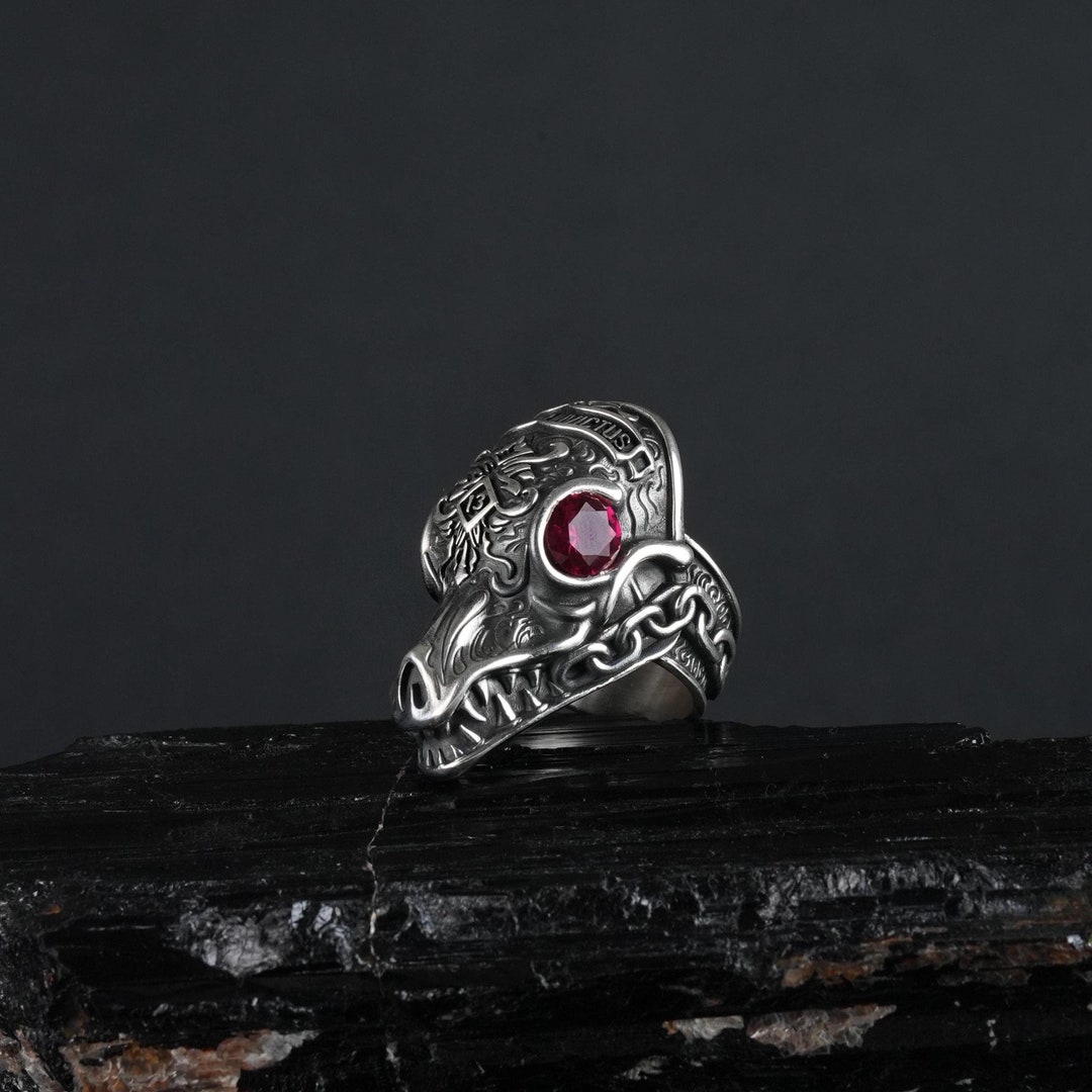 Men's Gothic Morior Invictus Statement Ring - Handcrafted Warrior ...
