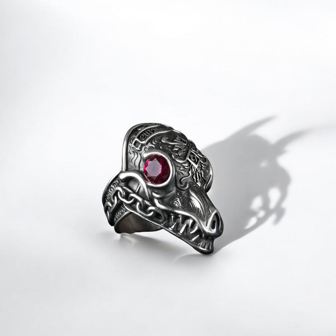 Mens Gothic Morior Invictus Silver Skull Ring - Handcrafted Warrior ...
