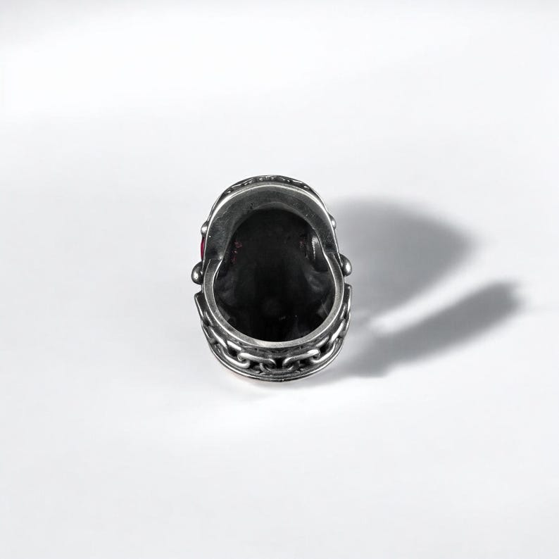 Mens Gothic Morior Invictus Silver Skull Ring: Handcrafted Warrior ...