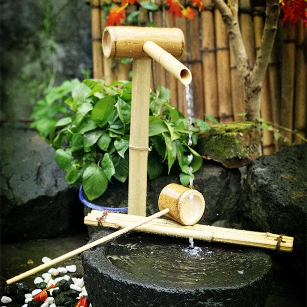 Japanese 3 in 1 Bamboo Handmade Water Feature Fountain, Outdoor Bamboo ...